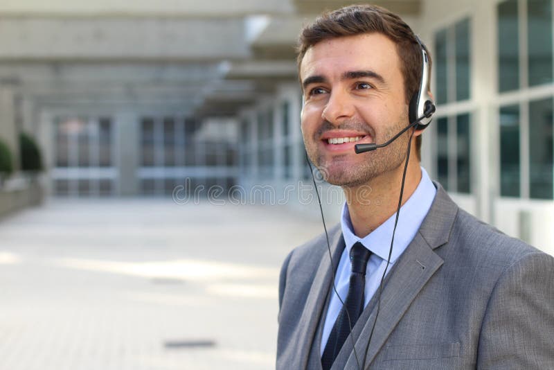 Kind Telemarketing Operator Doing His Thing Stock Image - Image of ...