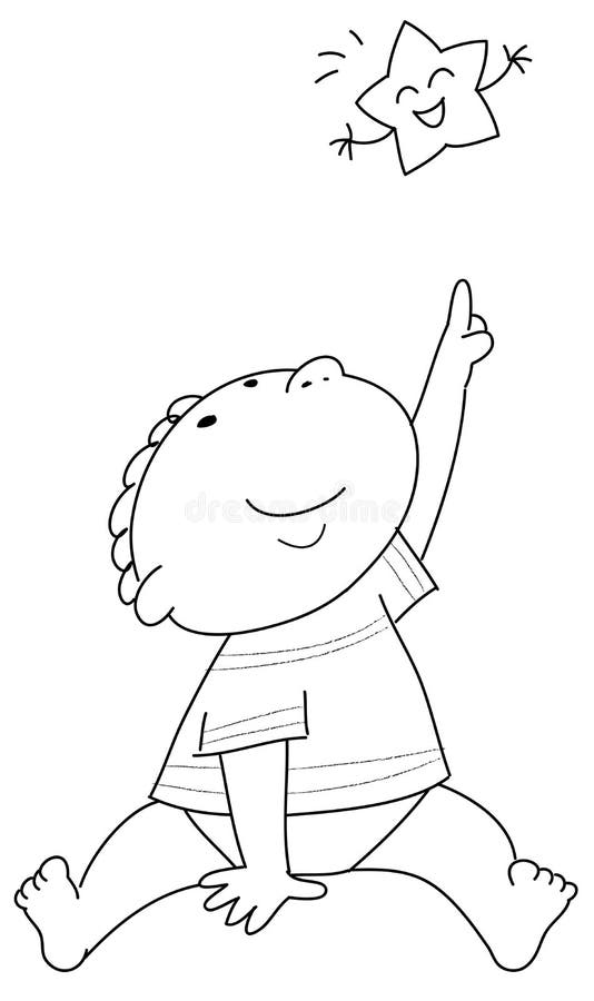 Kind und Stern bw vektor abbildung. Illustration von zicklein - 6596785