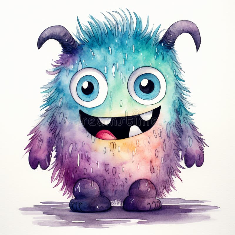 Kind Watercolor Monster Helping Others Stock Illustration ...