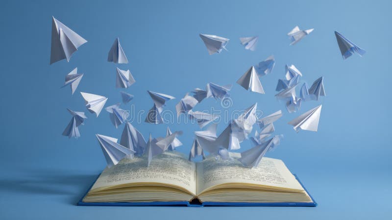 Kind Words Transformed into Paper Planes Flying from an Open Notebook ...