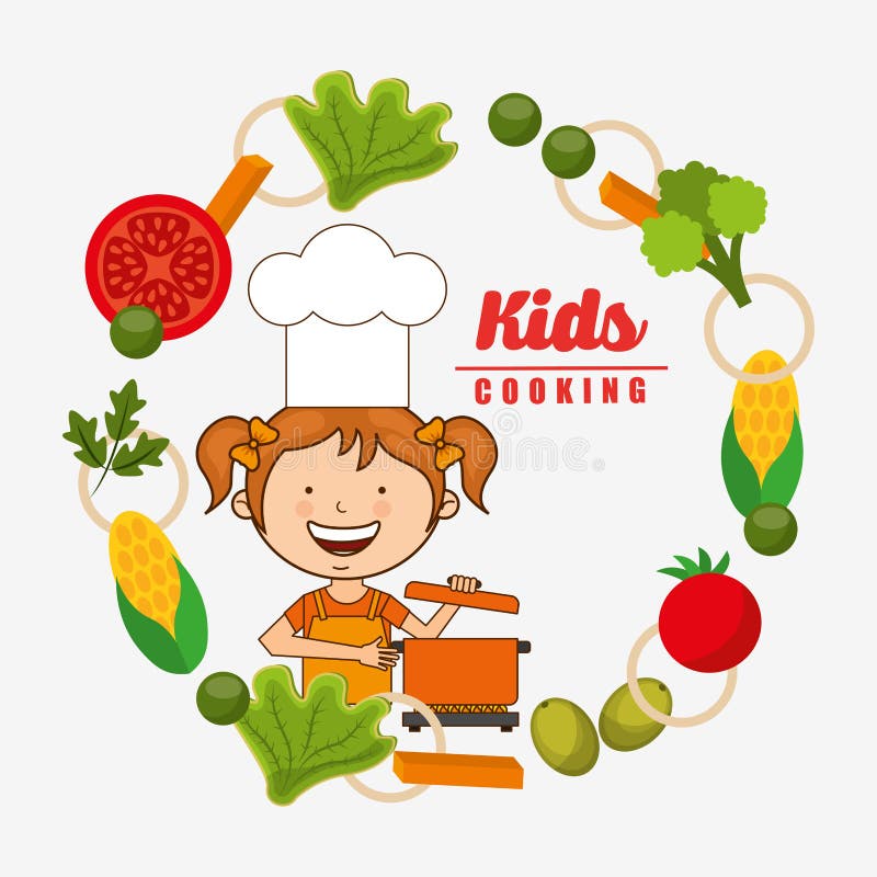 Kinder, die Design kochen stock abbildung. Illustration von vitamine ...