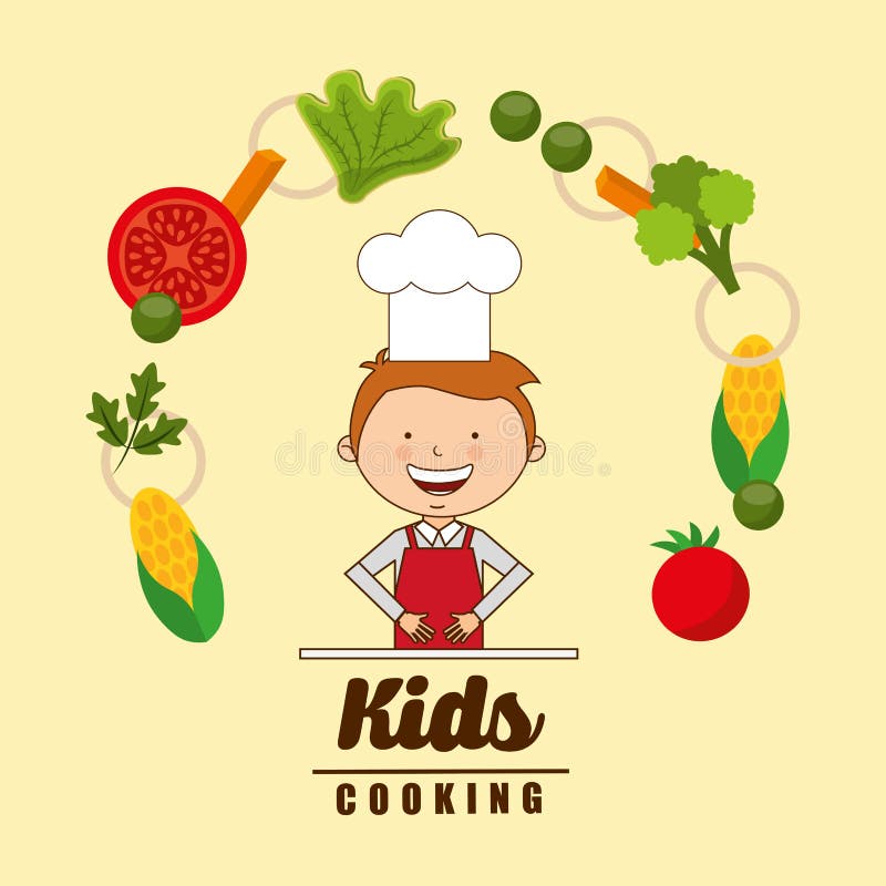 Kinder, die Design kochen stock abbildung. Illustration von gemüse ...