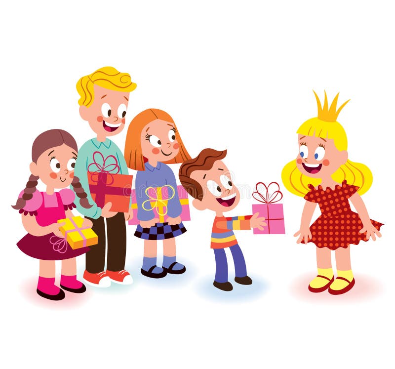 Kinder, Die Geschenke Geben Vektor Abbildung - Illustration von ...