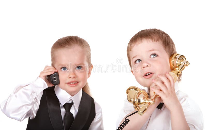 Kinder, Die Per Telefon Sprechen. Stockfoto - Bild von paare, kindheit ...