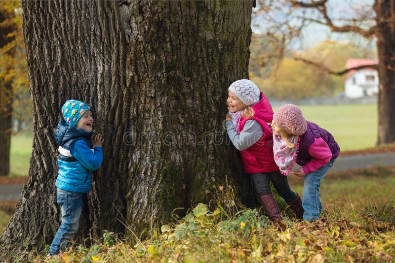 Kinder, Die Verstecken Spielen Stockfoto - Bild von schön, familie ...