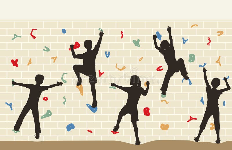 Kinder, die Wand klettern vektor abbildung. Illustration von wand ...