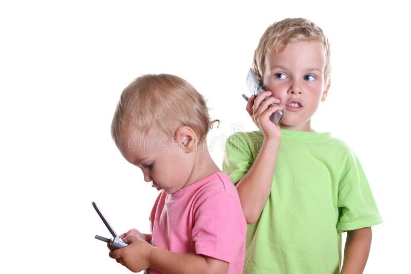 Kinder mit Telefonen 2 stockbild. Bild von leute, froh - 1150003