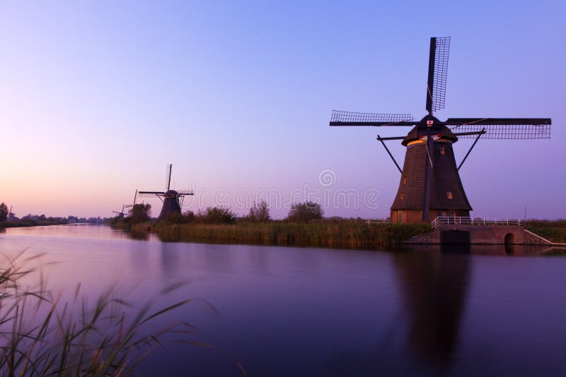 Kinderdijk windmills stock photo. Image of rural, tower - 346146590