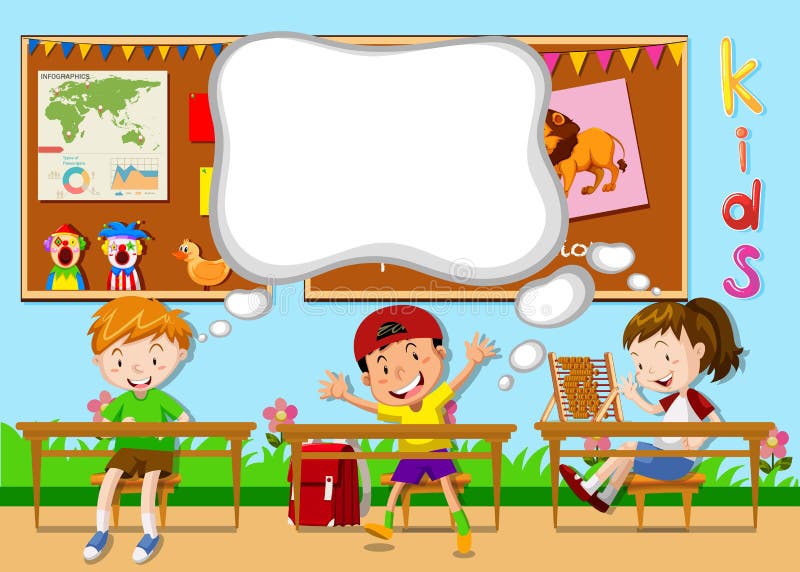 Kinderen Die in Het Klaslokaal Leren Vector Illustratie - Illustration ...