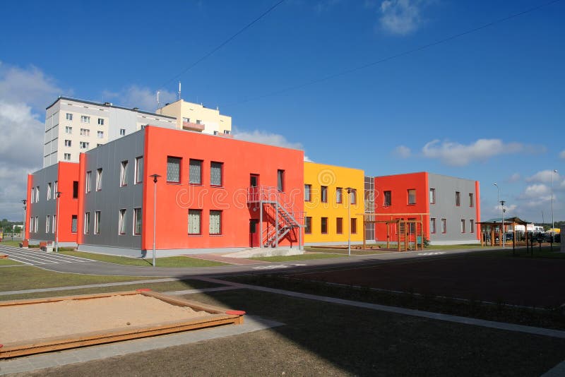Modern and Colorful Kindergarten School Building Stock Image - Image of ...