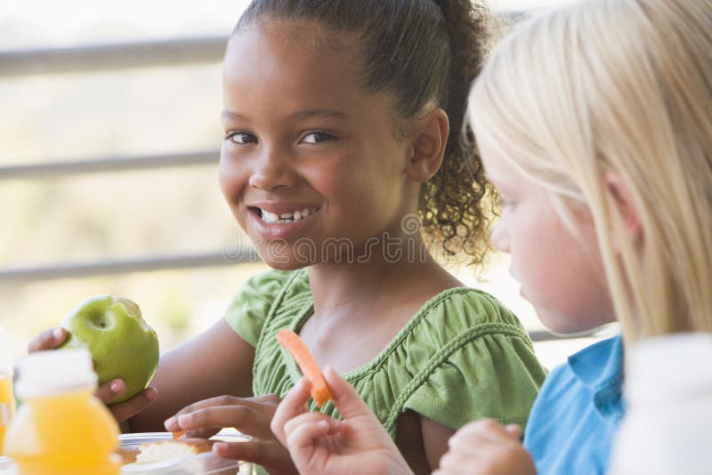 Kindergarten Children Eating Lunch Stock Photo - Image of drink ...