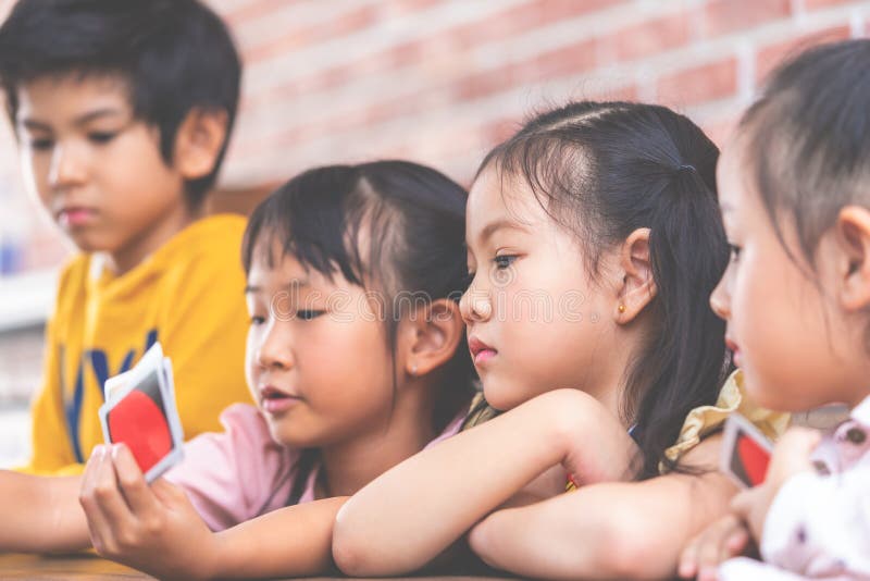 Children Playing with Counting Card in Class Room Stock Photo - Image ...