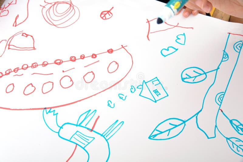 Kindergarten Children are Practicing Drawing on White Paper Stock Image ...