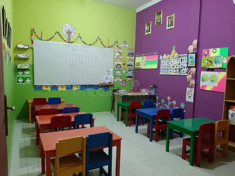 Kindergarten Class with Mix Color and Kids Craf Stock Photo - Image of ...