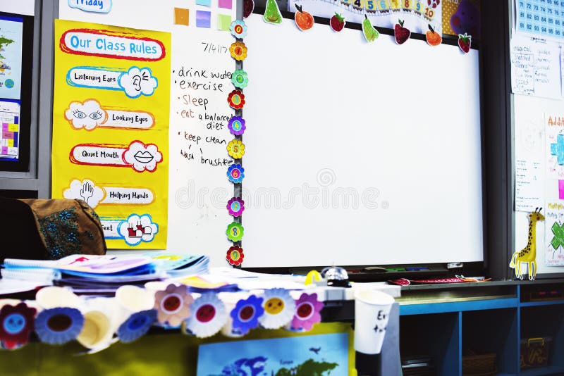 Kindergarten Classroom White Board Learning School Stock Photo - Image ...