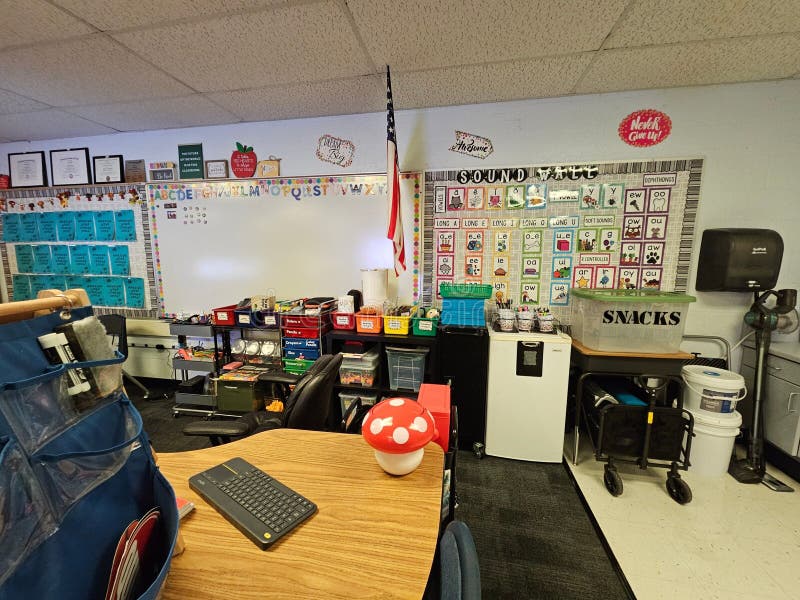 Kindergarten Classroom with Whiteboards Editorial Photography - Image ...