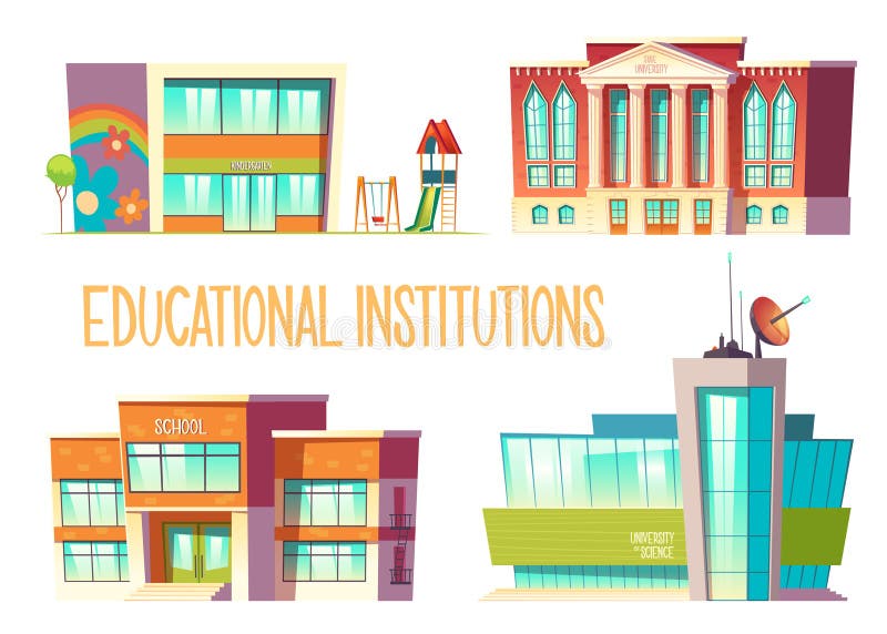Educational Institutions Buildings Cartoon Vectors Stock Vector ...