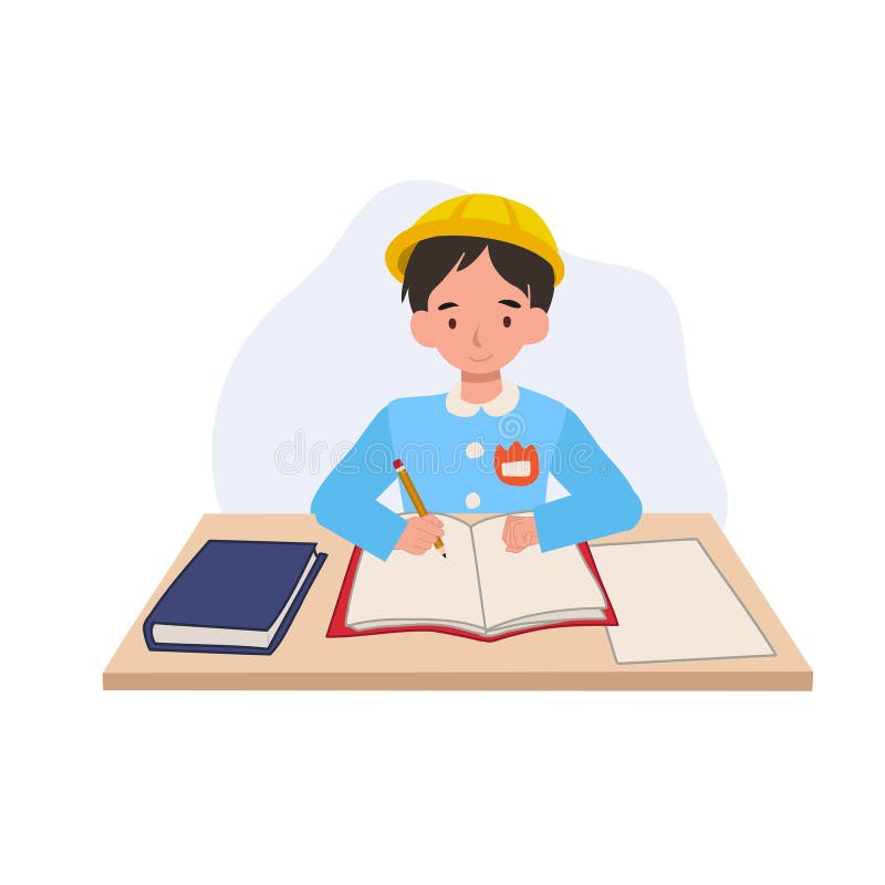 Kindergarten Student Studying at School Desk in Japanese School Uniform ...
