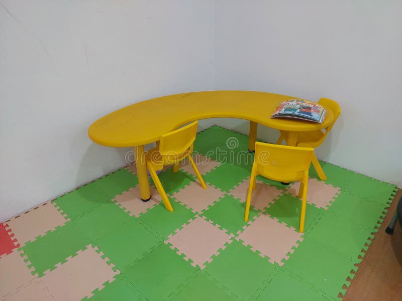 KINDERGARTEN U Shape STUDY TABLE Stock Photo - Image of chair, design ...