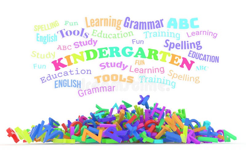 Kindergarten Word Cloud, Stack of Alphabets. Stock Illustration ...