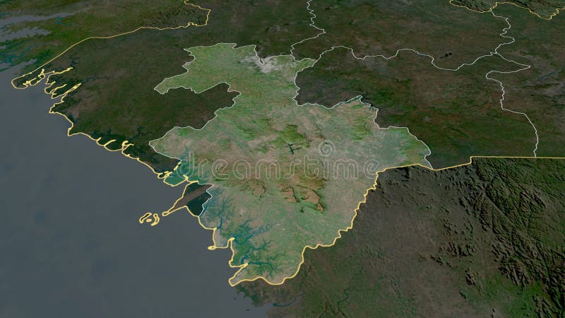 Kindia, Guinea - Highlighted with Capital. Satellite Stock Illustration ...