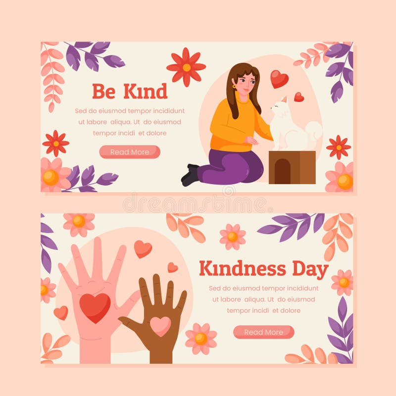 Kindness Banners in Flat Design Stock Illustration - Illustration of ...