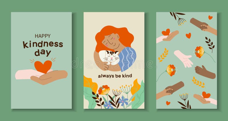Kindness Cards in Flat Design Stock Illustration - Illustration of ...