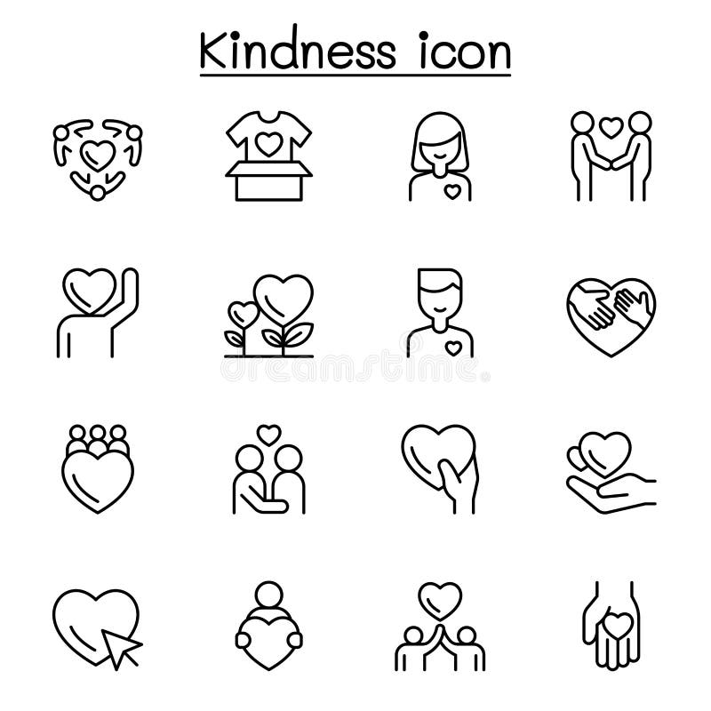 Kindness, Care, Help and Sympathy Line Icon Set Stock Vector ...