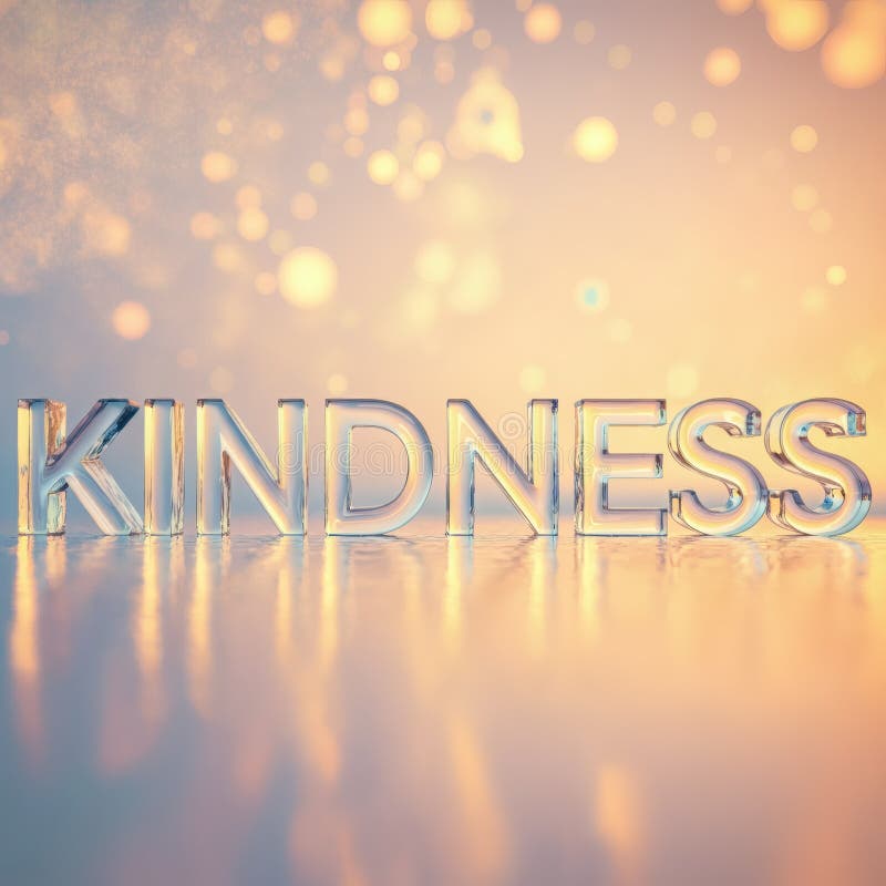 Kindness Typography Made of Transparent Ice Letters Glowing in Soft ...