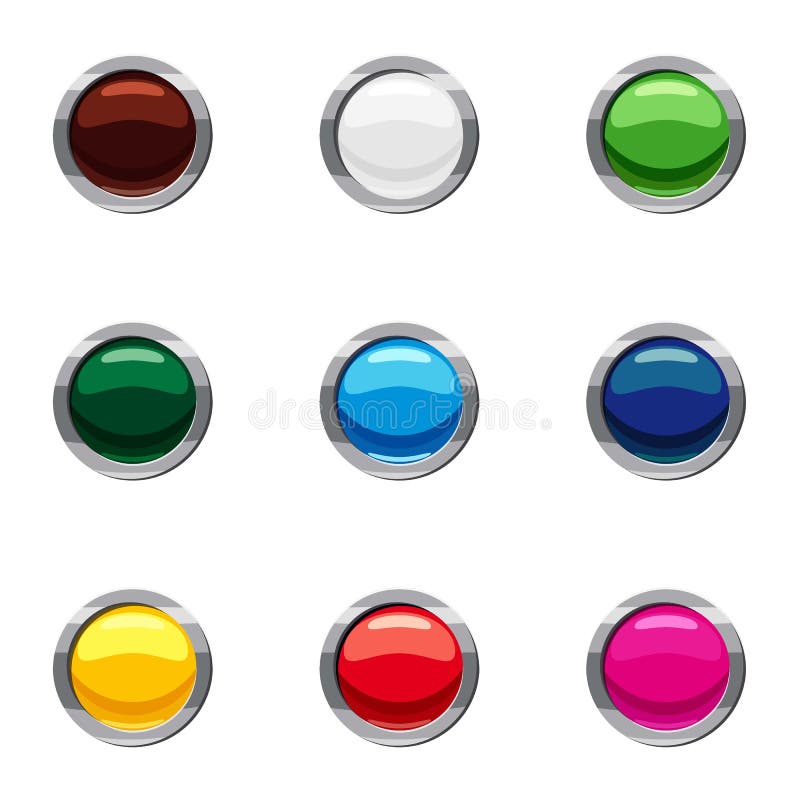 Kinds of Online Buttons Icons Set, Cartoon Style Stock Vector ...