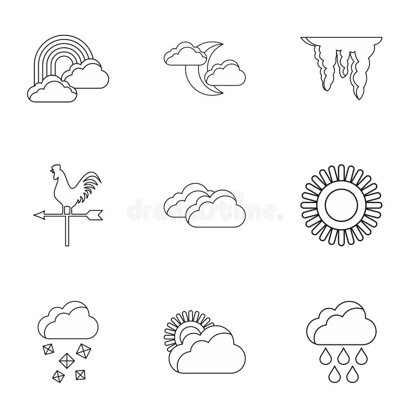 Kinds of Weather Icons Set, Simple Style Stock Vector - Illustration of ...