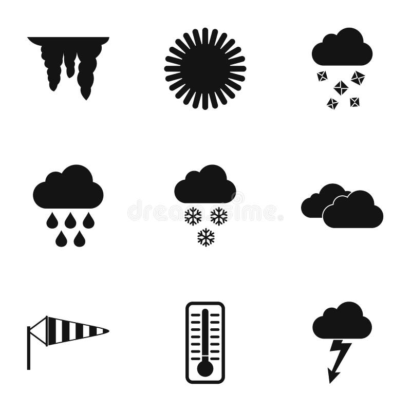 Kinds of Weather Icons Set, Simple Style Stock Vector - Illustration of ...