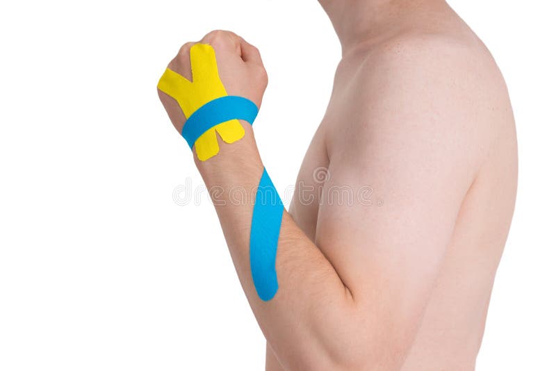 Kinesiology Taping on Human Hand Stock Image - Image of medical, injury ...