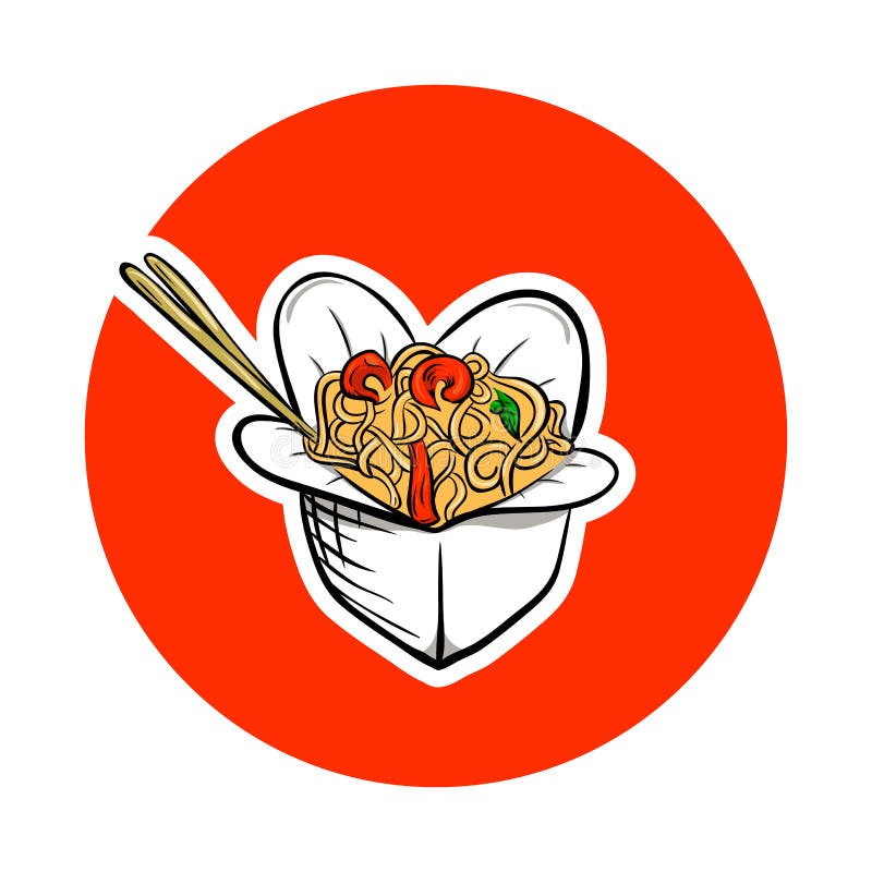 Kinesisk mat-ask logo vektor illustrationer. Illustration av panna ...