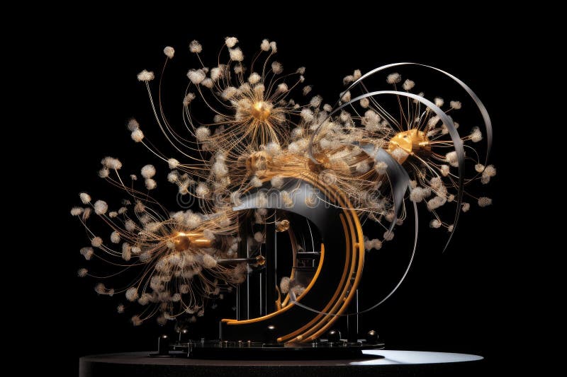 Kinetic Art Piece in Motion Against a Black Background Stock ...
