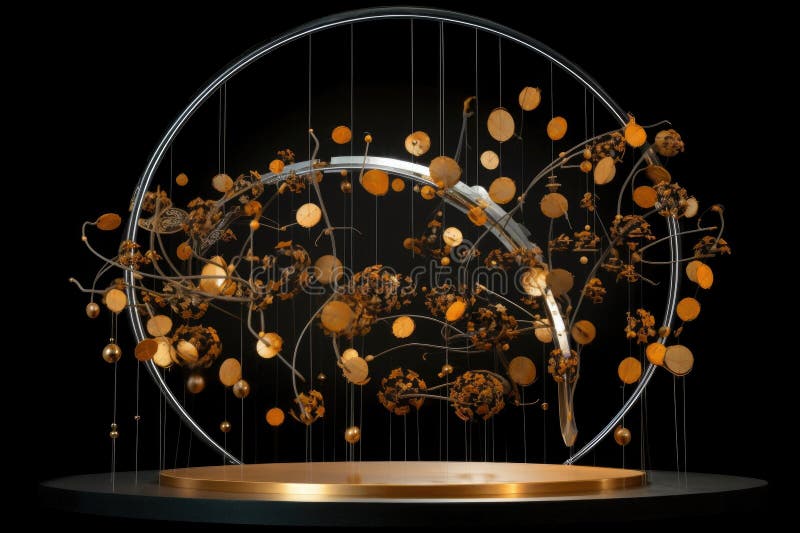 Kinetic Art Piece in Motion Against a Black Background Stock ...