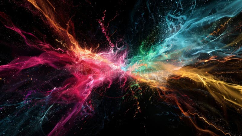 A Kinetic Explosion of Color Fills the Screen while a Black Background ...