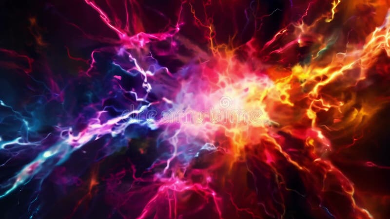 A Kinetic Explosion of Color Fills the Screen while a Black Background ...