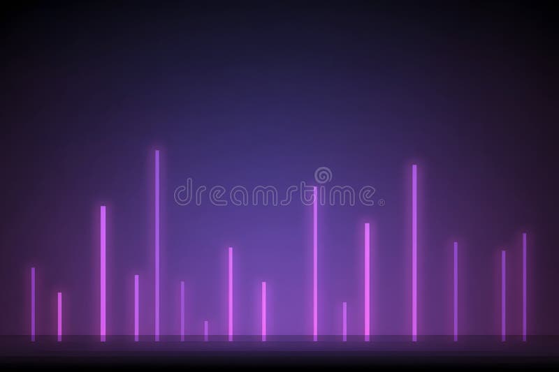 Kinetic Glowing Bars Sliding Upward, Soft Violet and Navy, Blank Area ...