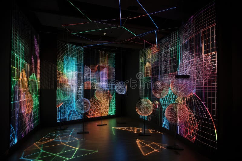 Kinetic and Interactive Geometric Art Installation with Grids of Lights ...