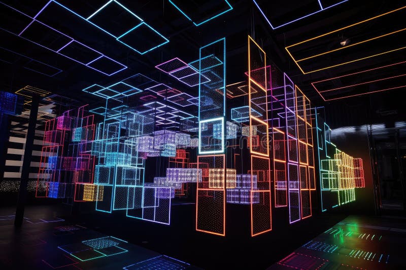 Kinetic and Interactive Geometric Art Installation with Grids of Lights ...