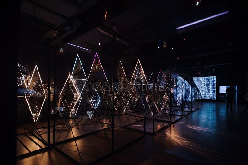 Kinetic and Interactive Geometric Art Installation, with Lights and ...