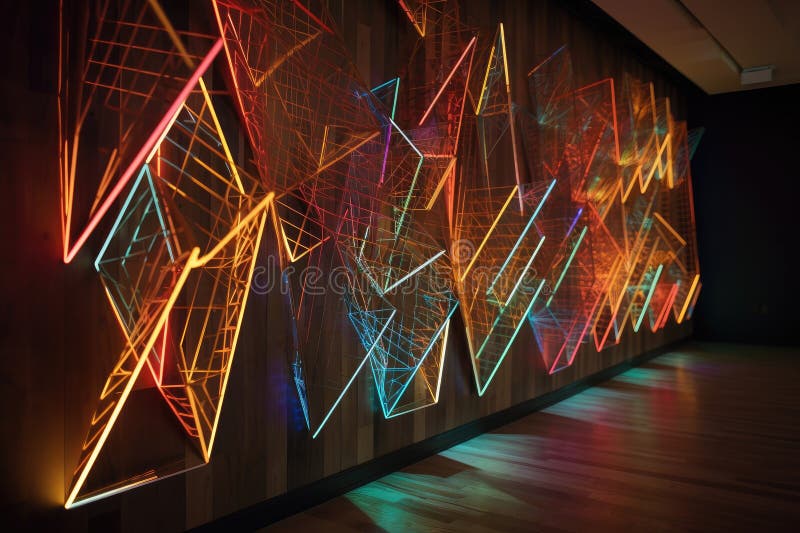 Kinetic and Interactive Geometric Art Installation on a Wall, with ...