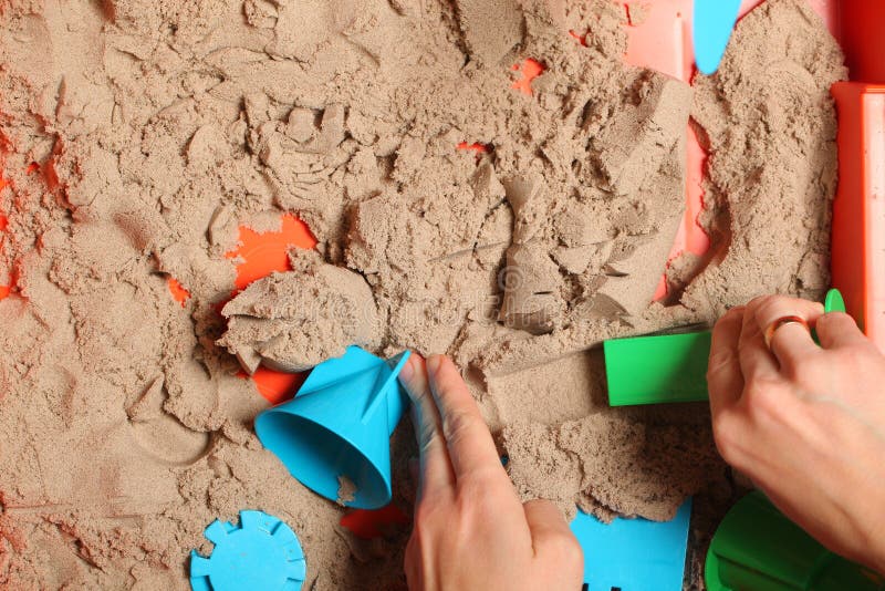 Kinetic sand play baby stock image. Image of young, summer - 65122995