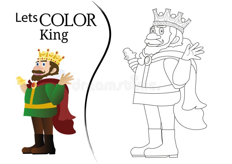 King Coloring Pages for Kids Stock Vector - Illustration of word, paper ...