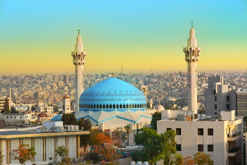 King Abdullah Mosque in Amman Jordan Stock Photo - Image of king ...