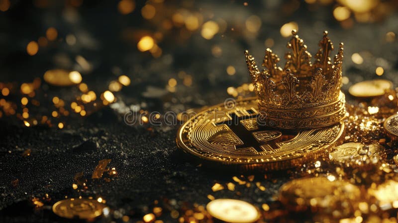 King Bitcoin. Crypto Crown Concept. Luxury and Wealth. Digital Gold on ...