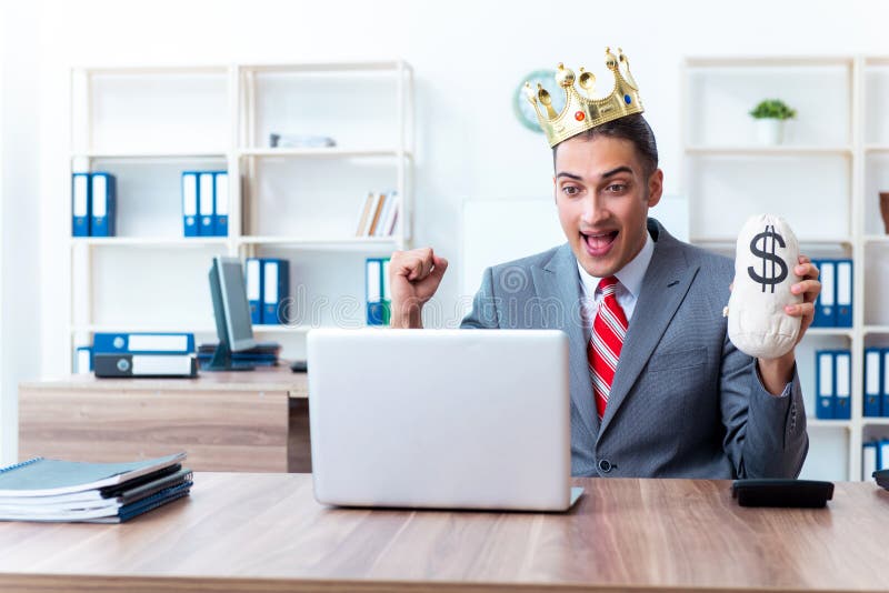 King Businessman at His Workplace Stock Image - Image of king, happy ...