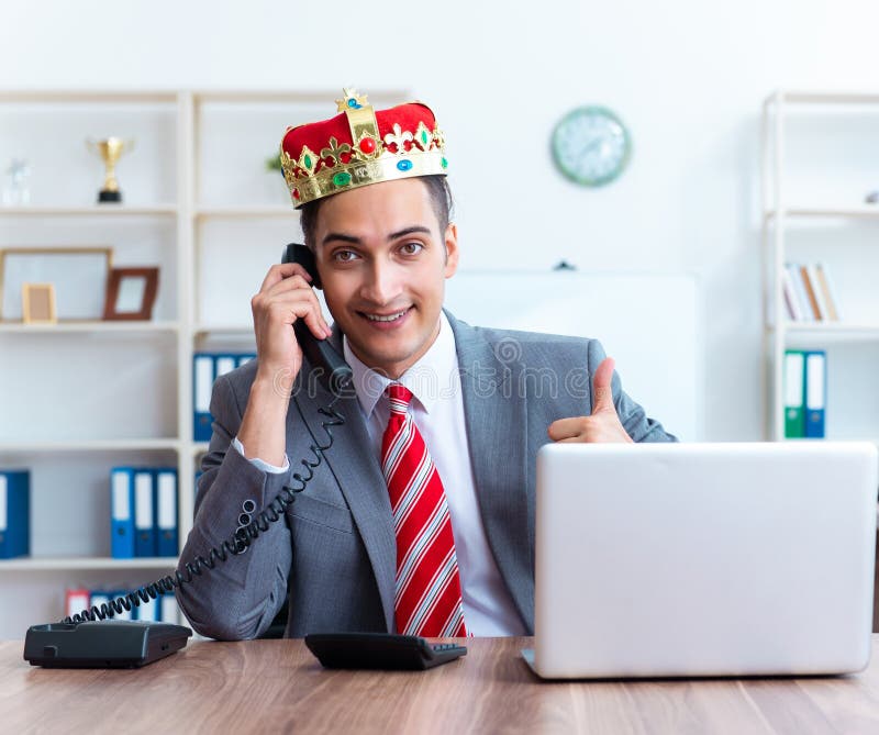 King Businessman at His Workplace Stock Image - Image of computer, king ...