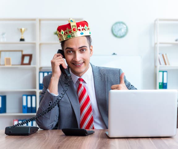 King Businessman at His Workplace Stock Image - Image of computer, king ...